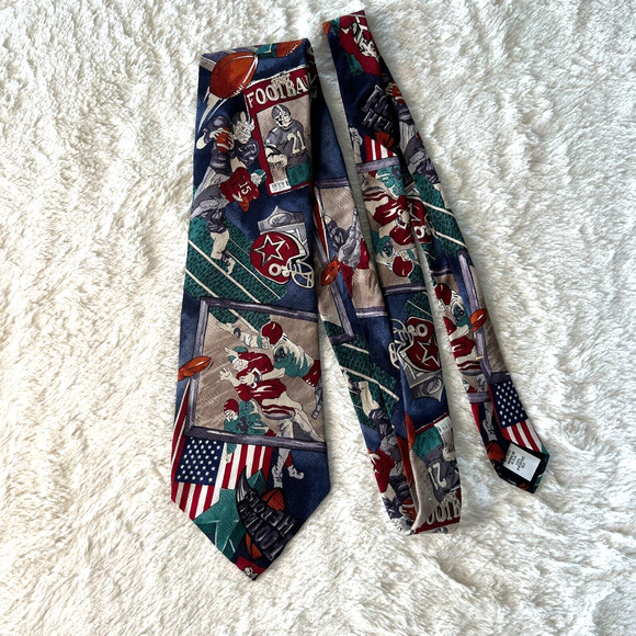Vintage | Accessories | Vintage Silk American Football Tie Navy Graphic ...